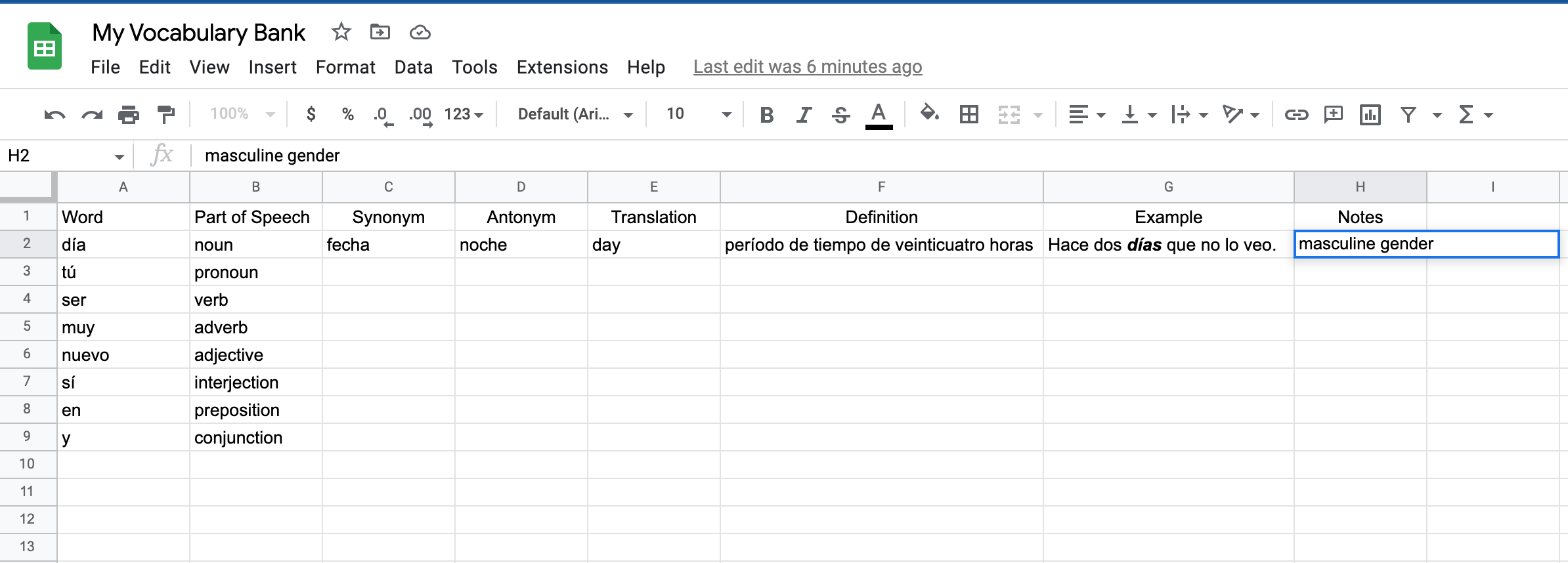 Make a Vocabulary Spreadsheet in 9 Simple Steps ⁄ Grow Spanish.com